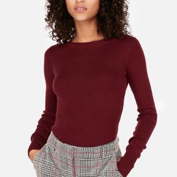 Express | Sweaters | Clearance Express Wine Crew Neck Sweater | Poshmark